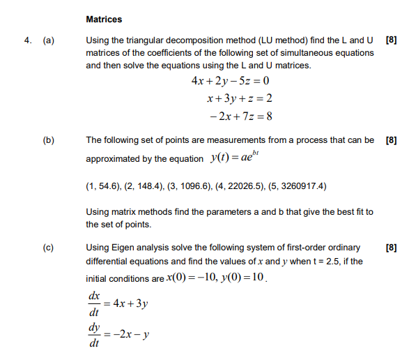 Solved 4 A [8] Matrices Using The Triangular