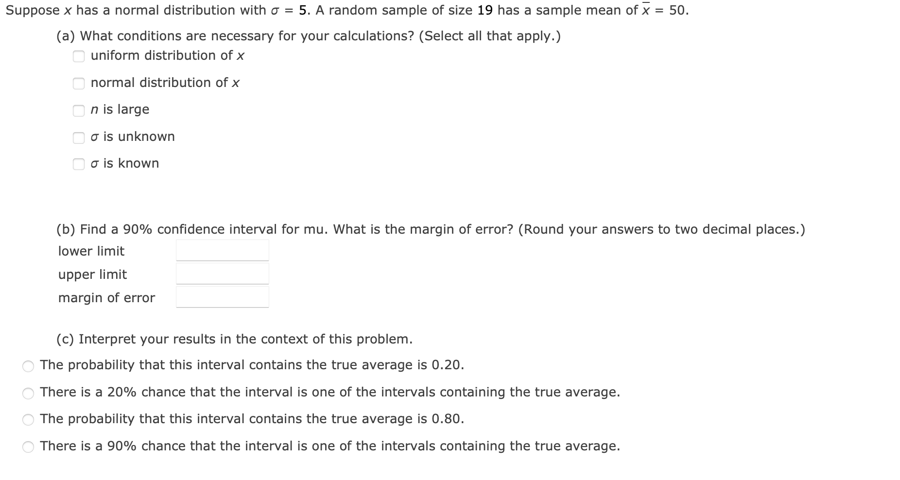 Solved uppose x has a normal distribution with σ=5. A random | Chegg.com