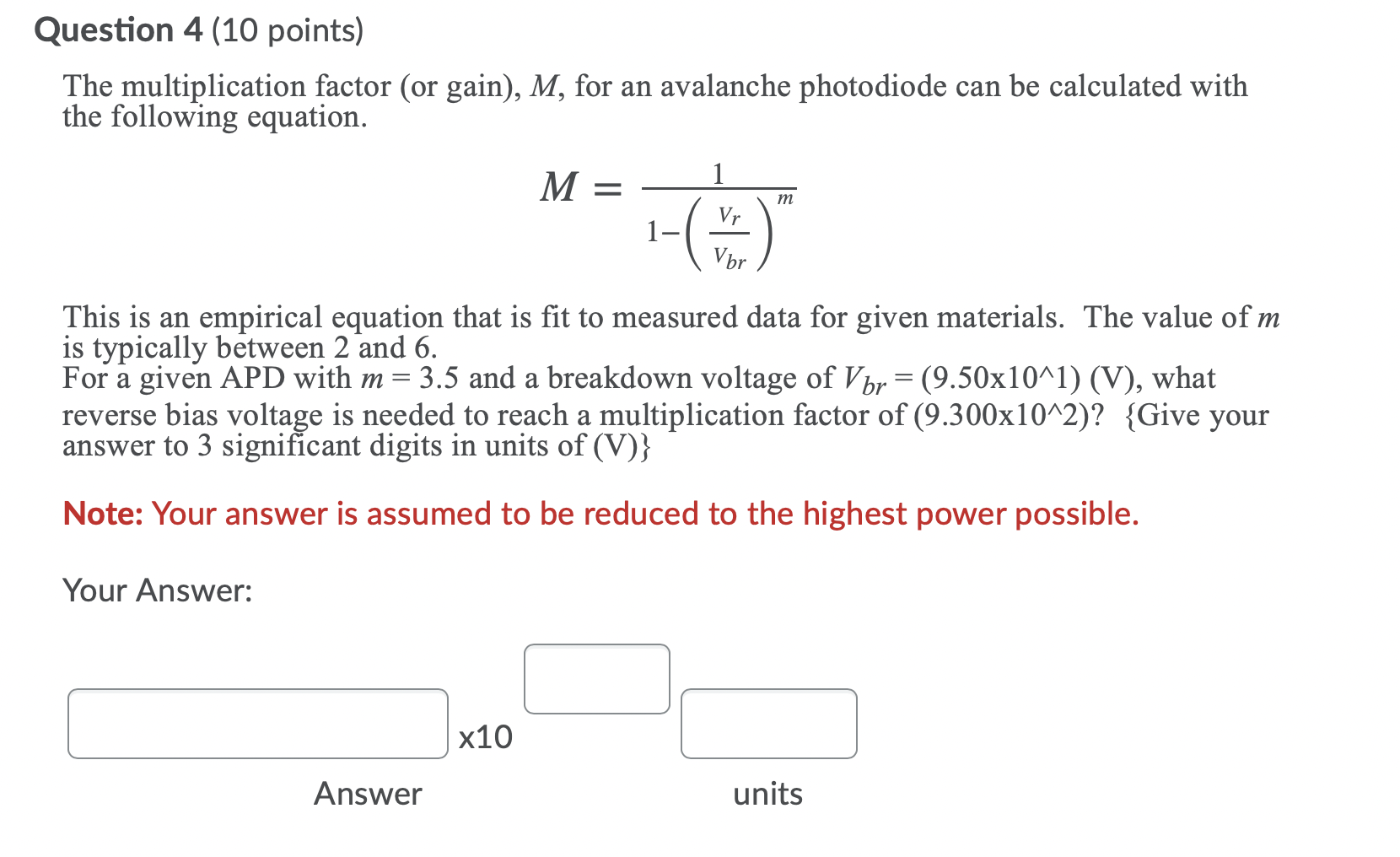 Solved Question 4 (10 points) The multiplication factor (or | Chegg.com