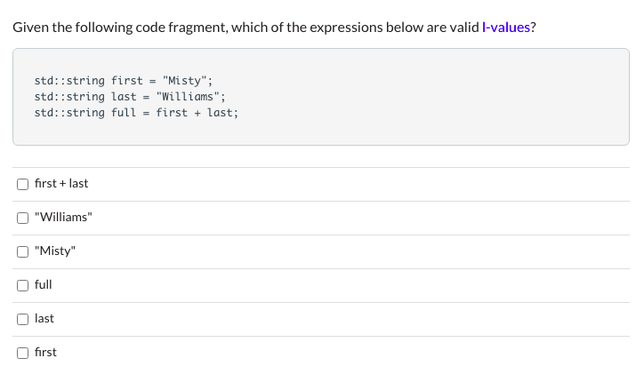 Solved Given the following code fragment, which of the | Chegg.com