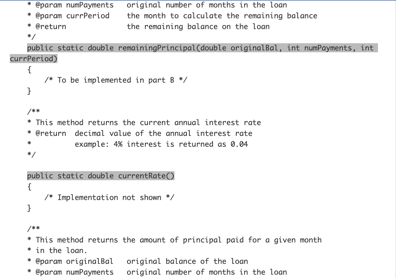 Solved JavaImplement the public static double payment(double | Chegg.com