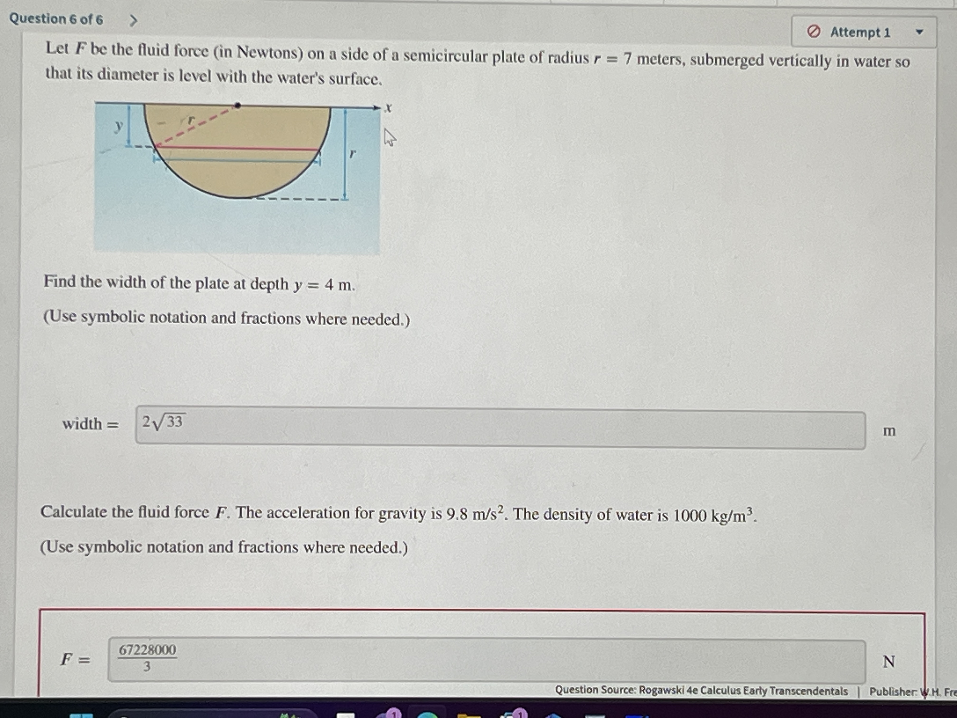 Solved Let F be the fluid force (in Newtons) on a side of a | Chegg.com