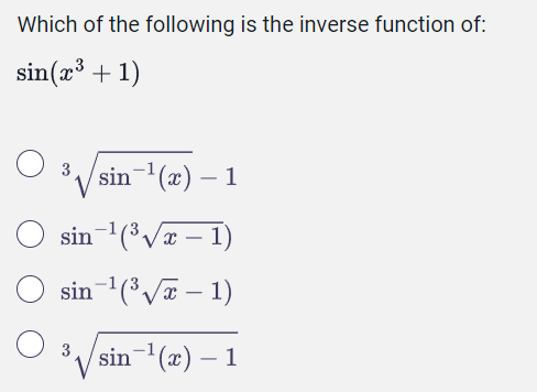 Solved Which of the following is the inverse function | Chegg.com