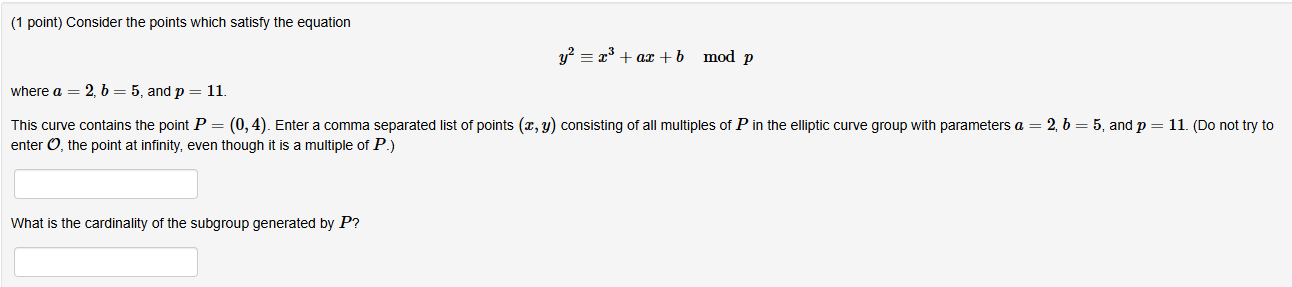 Solved (1 ﻿point) ﻿Consider the points which satisfy the | Chegg.com