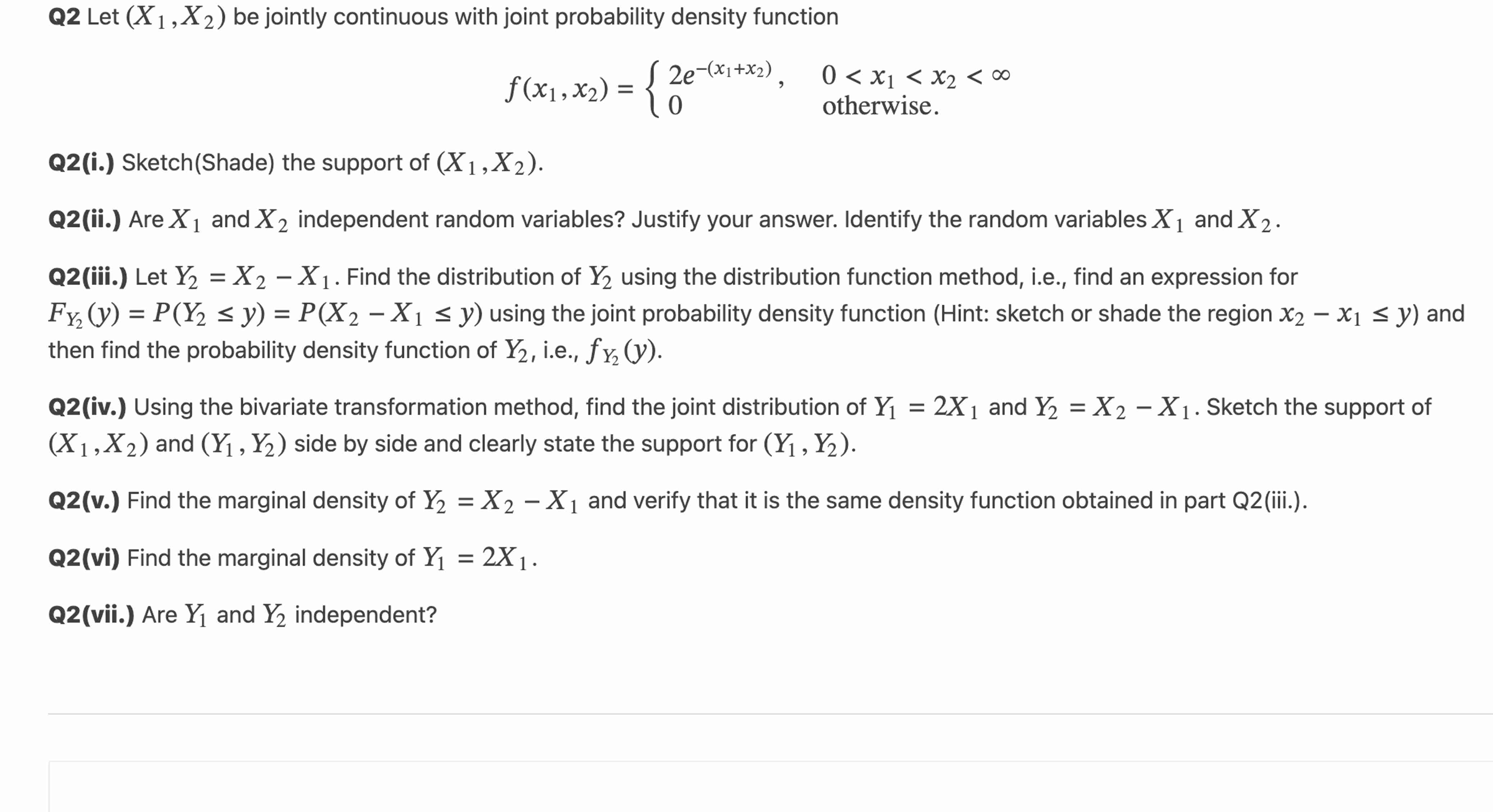 Solved Q2 ﻿Let (x1,x2) ﻿be jointly continuous with joint | Chegg.com