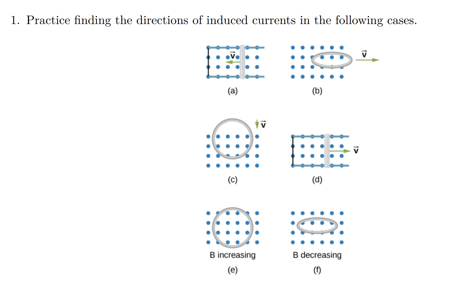 Solved Practice finding the directions of induced currents | Chegg.com
