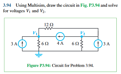 Solved 3.94 Using Multisim, draw the circuit in Fig. P3.94 | Chegg.com
