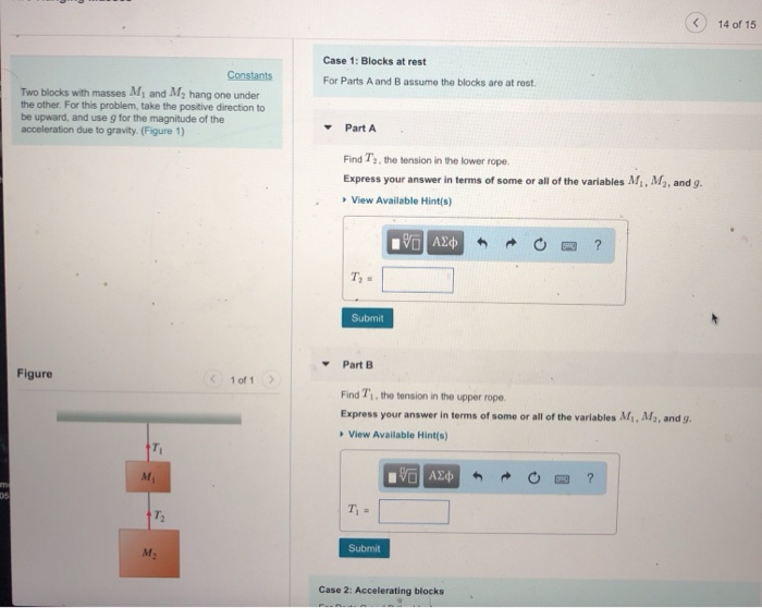Solved 14 of 15 Case 1: Blocks at rest Constants For Parts A | Chegg.com