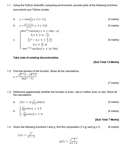 Solved 1 1 Using The Python Scientific Computing