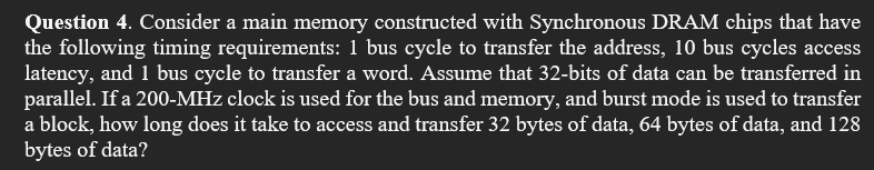 Solved Question 4. Consider a main memory constructed with | Chegg.com