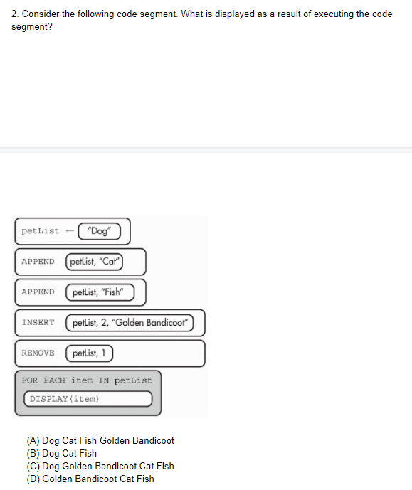 Solved 2. Consider the following code segment. What is | Chegg.com