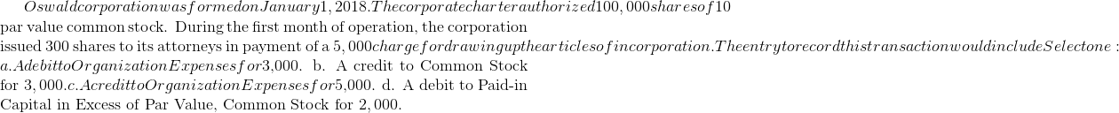 Solved Oswaldcorporation was formedon January1, | Chegg.com