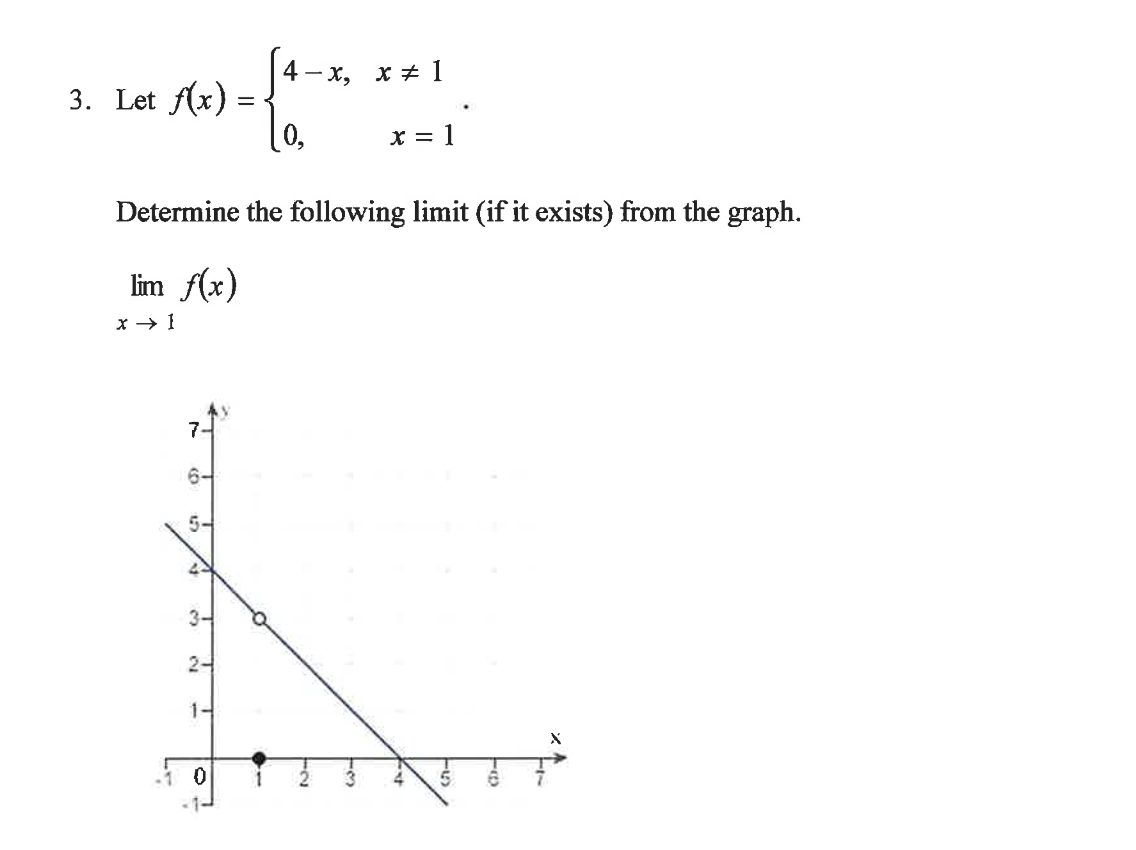 Solved Let f(x)={4-x,x≠10,x=1.Determine the following limit | Chegg.com