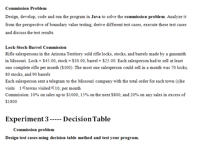 Commission Problem Design, develop, code and run the | Chegg.com