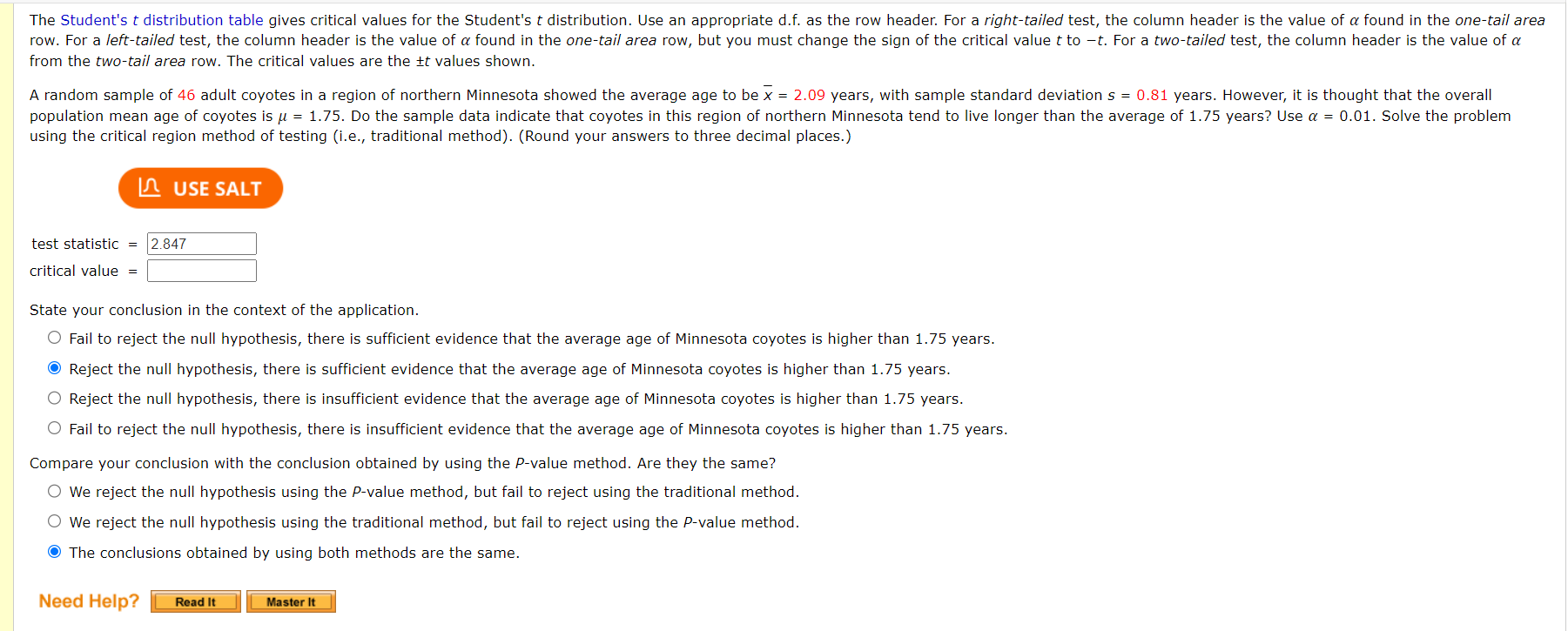 Solved from the two-tail area row. The critical values are | Chegg.com