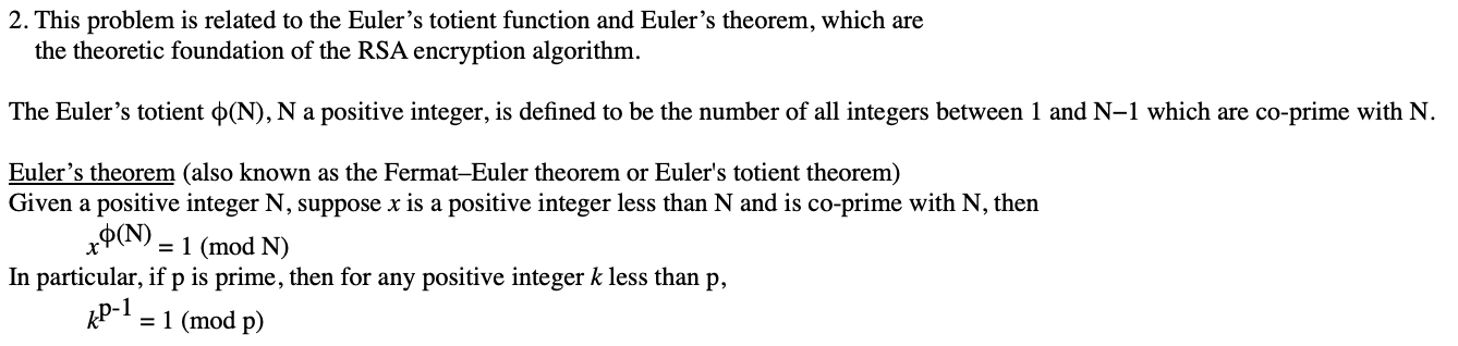 Solved 2 This Problem Is Related To The Eulers Totient