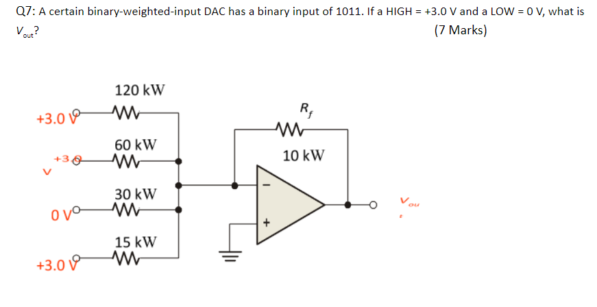 Solved Q7 A Certain Binary Weighted Input Dac Has A Binary