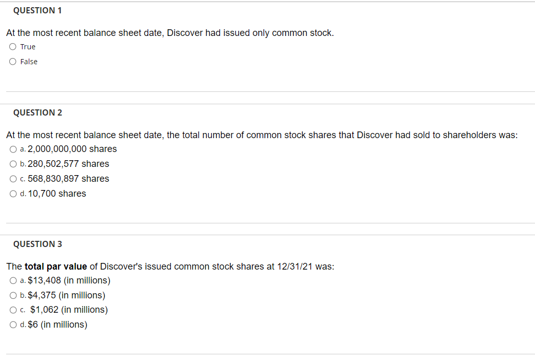 Solved DISCOVER FINANCIAL SERVICES Consolidated Statements | Chegg.com