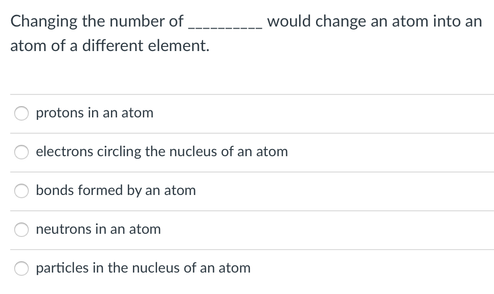 Solved would change an atom into an Changing the number of | Chegg.com