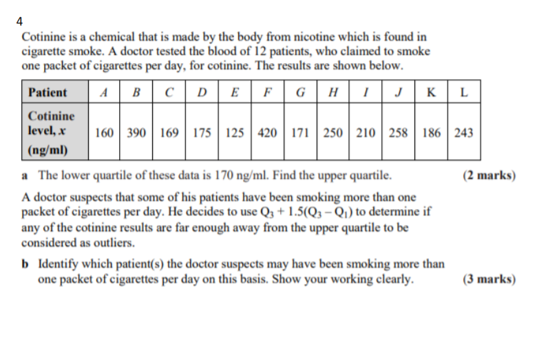 Solved 4 Cotinine is a chemical that is made by the body | Chegg.com