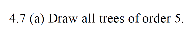 Solved 4.7 (a) Draw all trees of order 5. | Chegg.com