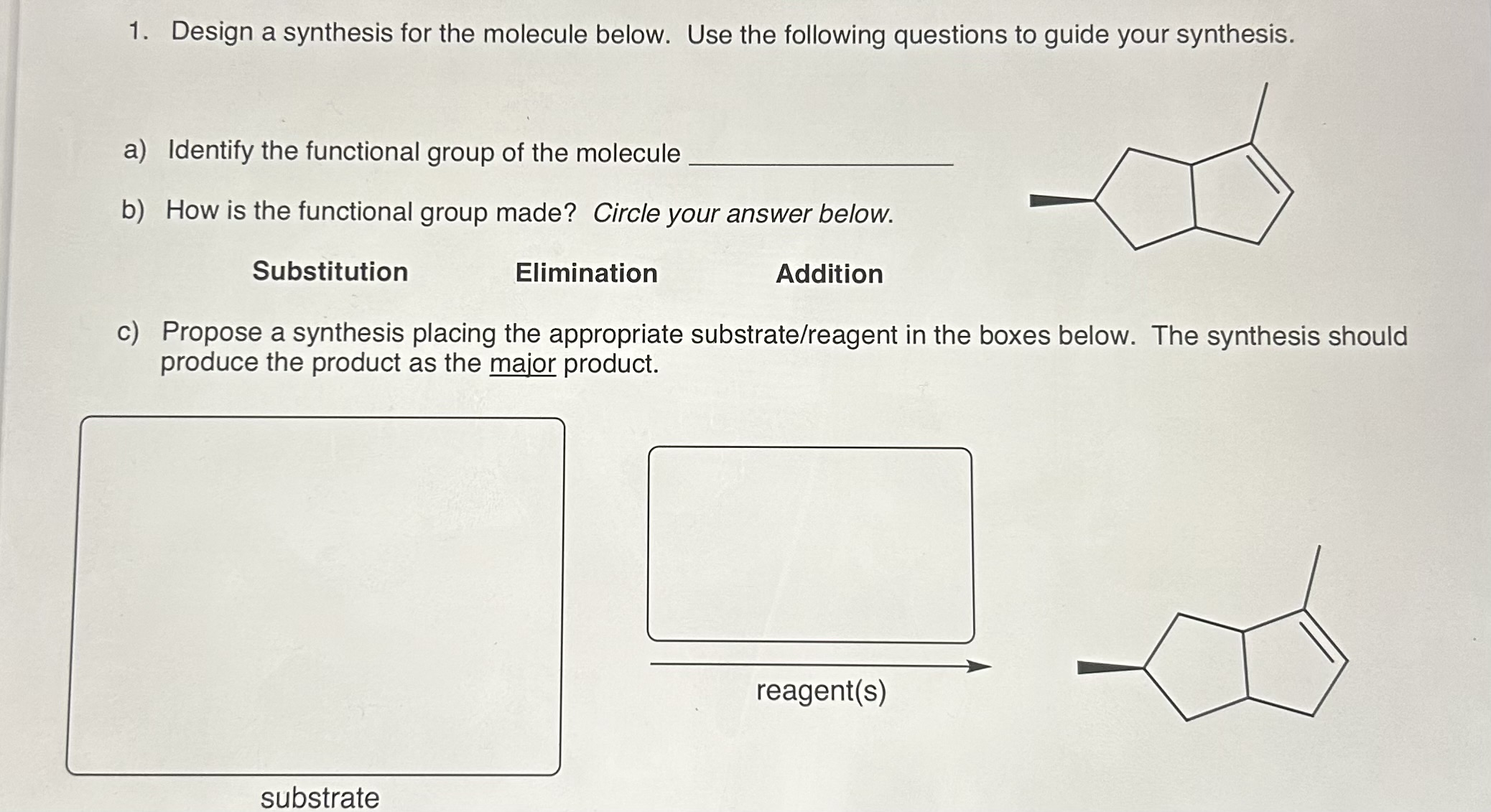 Solved 1. Design a synthesis for the molecule below. Use the | Chegg.com