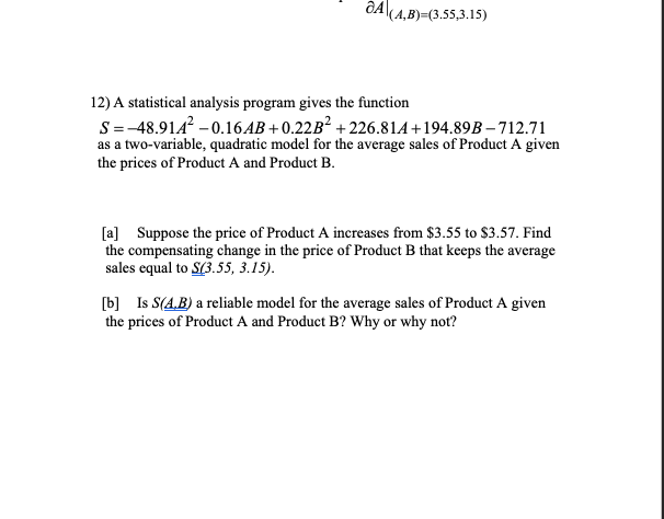 12. A statistical analysis program gives the function | Chegg.com
