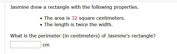 Solved Jasmine drew a rectangle with the following | Chegg.com