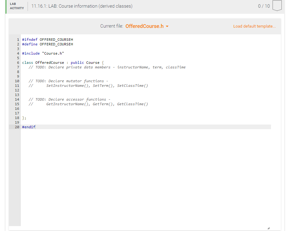 Solved Given main0, define a Course base class with | Chegg.com