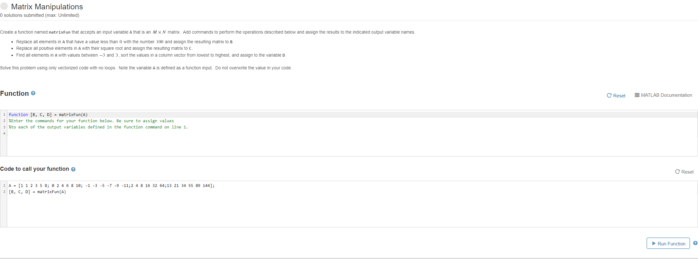 Solved Matrix Manipulations O solutions submitted (max: | Chegg.com