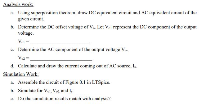 Analysis work:a. ﻿Using superposition theorem, draw | Chegg.com