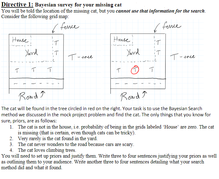 Directive 1: Bayesian survey for your missing cat You | Chegg.com