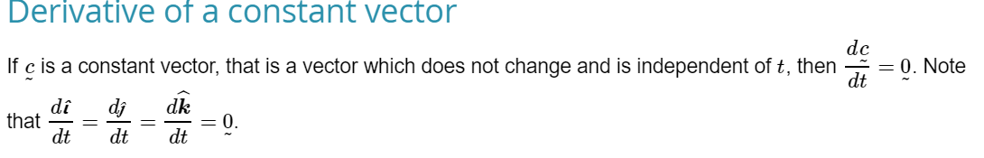 Solved Why the derivative of a constant vector is zero | Chegg.com