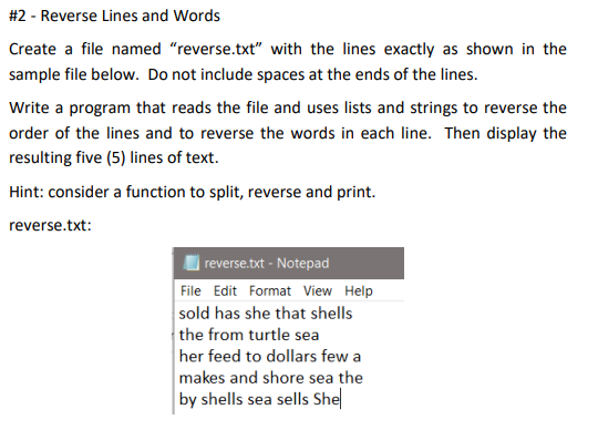Solved 2 Reverse Lines And Words Create A File Named 