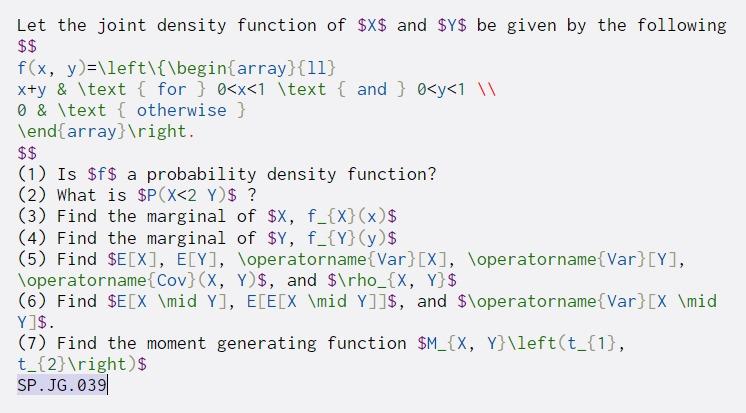 Solved Let the joint density function of $X$ and $y$ be | Chegg.com