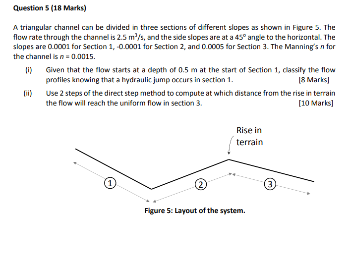 Solved Question 5 (18 Marks) A triangular channel can be | Chegg.com
