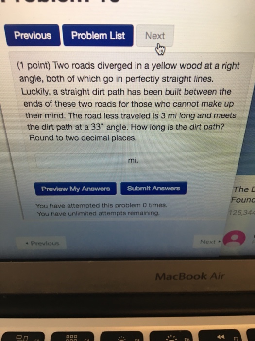 Solved Previous Problem List Next 1 point) Two roads | Chegg.com