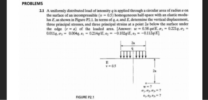 Solved PROBLEMS 2.1 A uniformly distributed load of | Chegg.com