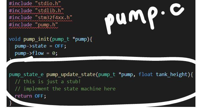 Solved Write C code to implement a water pump | Chegg.com