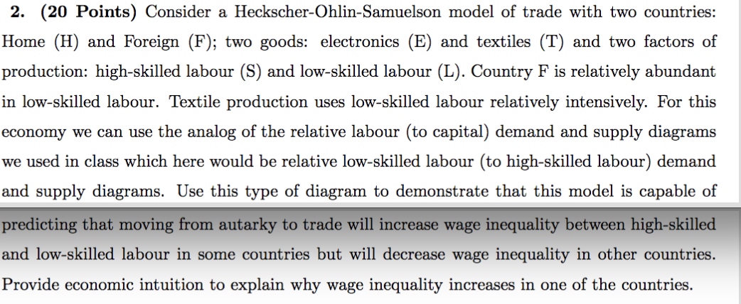 Solved 2. (20 Points) Consider a Heckscher-Ohlin-Samuelson | Chegg.com