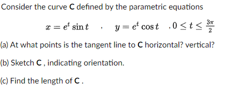 Solved Consider the curve C defined by the parametric | Chegg.com