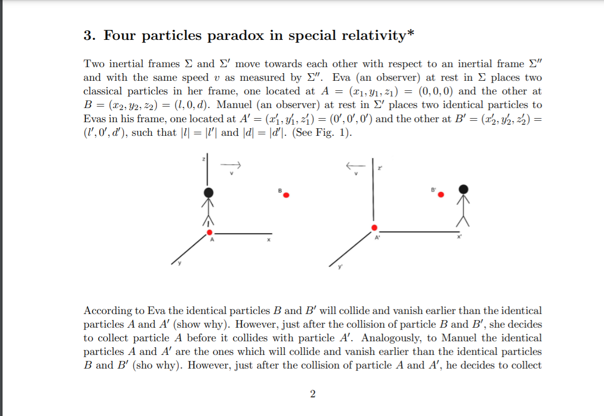 3. Four particles paradox in special relativity* Two | Chegg.com