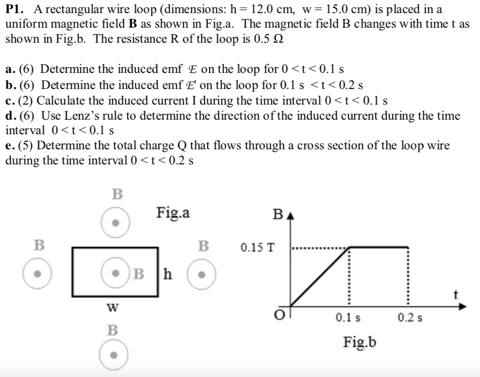 Solved P1. A rectangular wire loop (dimensions: h= 12.0 cm, | Chegg.com