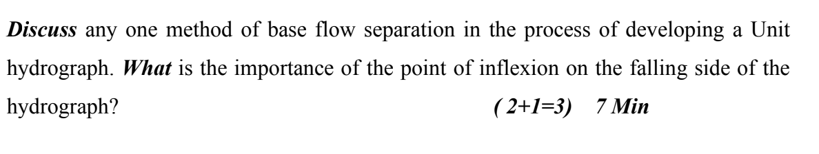 Solved Discuss any one method of base flow separation in the | Chegg.com
