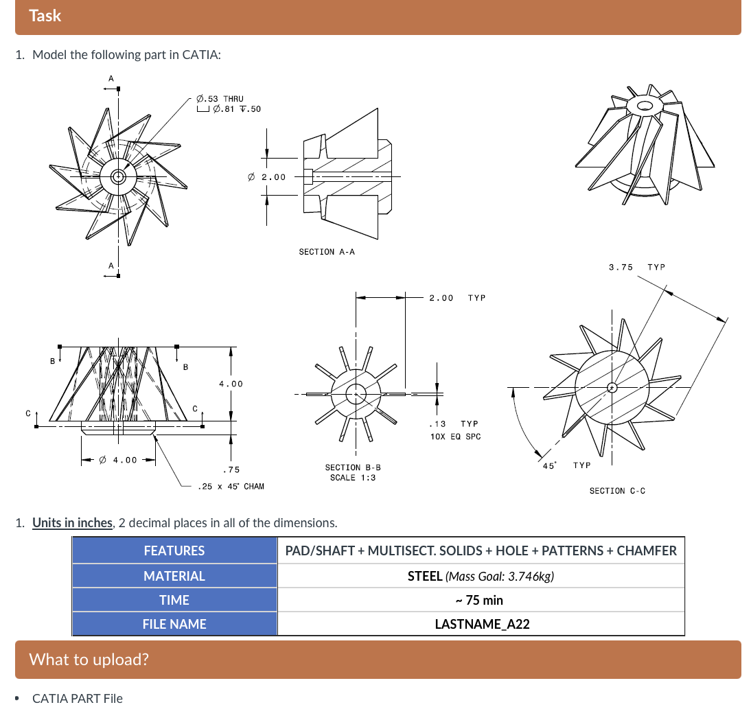 Solved 1. ﻿Model the following part in CATIA:1. ﻿Units in | Chegg.com