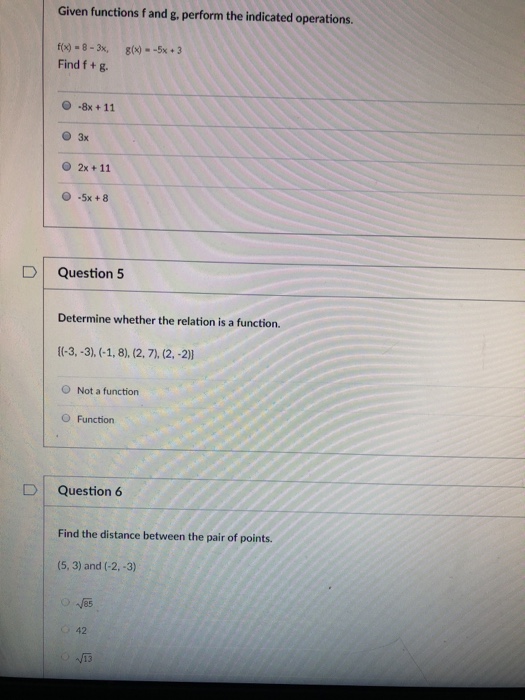 Solved Given functions f and g. perform the indicated | Chegg.com