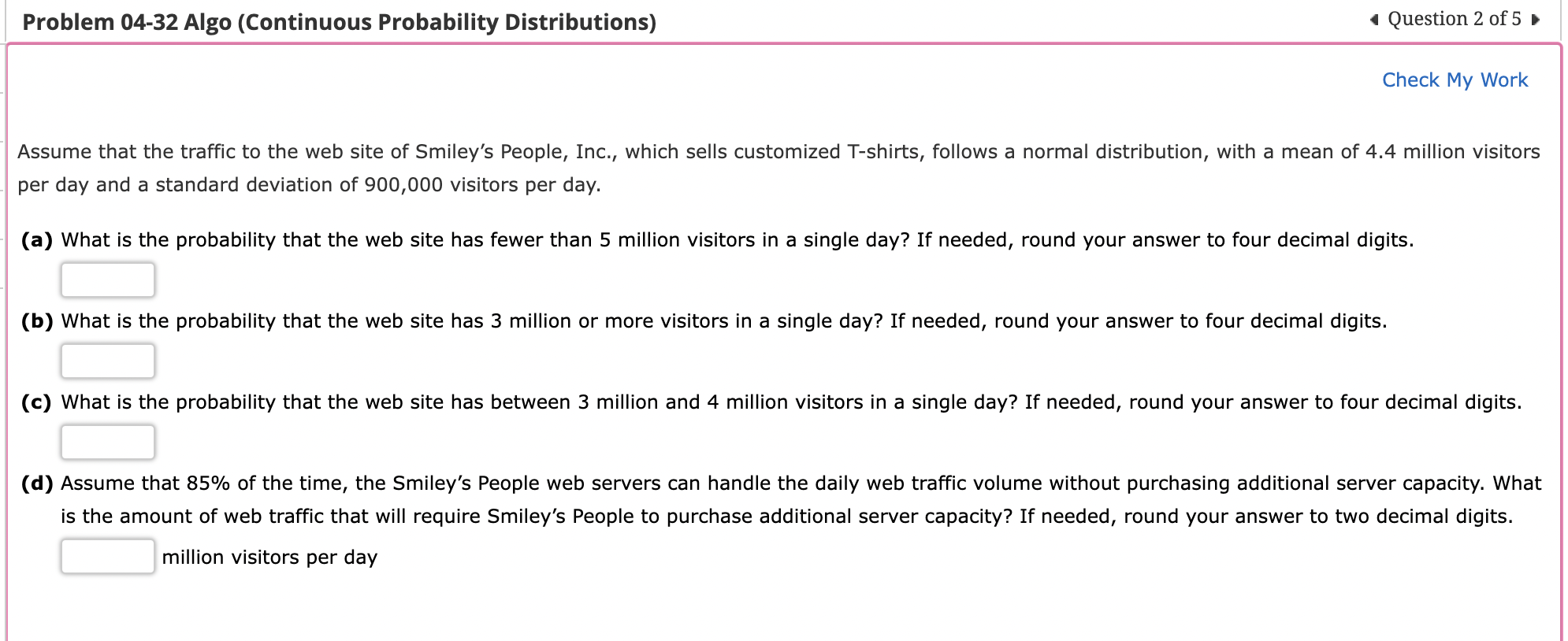 Solved Assume that the traffic to the web site of Smiley's | Chegg.com