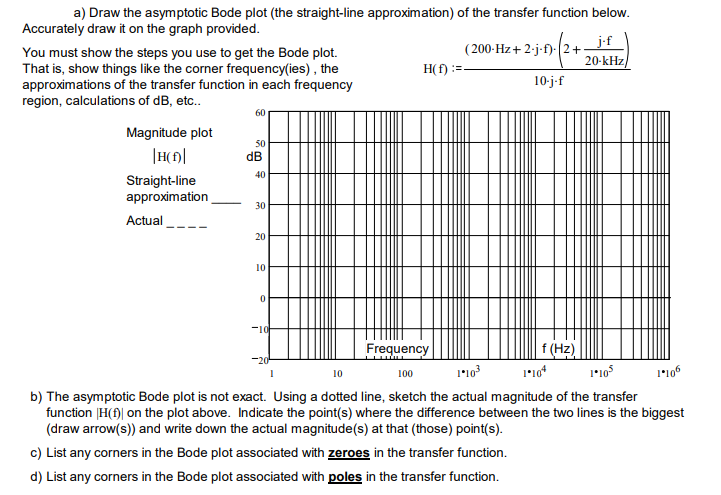 Solved a) Draw the asymptotic Bode plot (the straight-line | Chegg.com