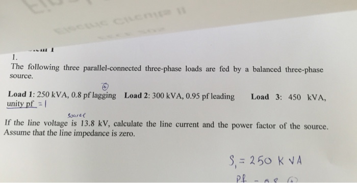 Solved The following three parallel-connected three-phase | Chegg.com