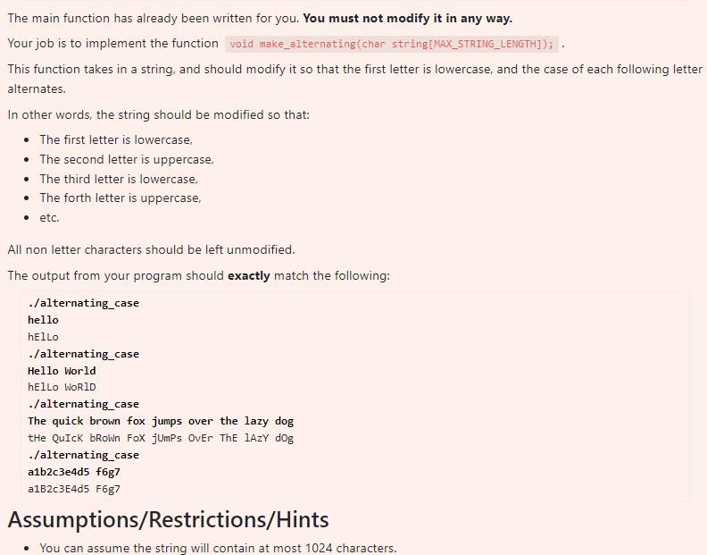 Solved Modifying the case of letters in a string.Your job is | Chegg.com